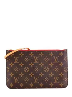 LOUIS VUITTON Neverfull Pochette Monogram Canvas Large Pouch Brown