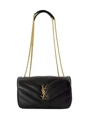Saint Laurent Loulou Small In Matelassé Lambskin Shoulder Bag Black