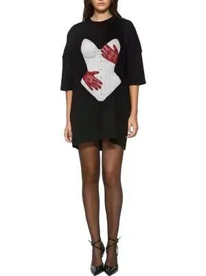 HAMZA Graphic-print Mini Dress - Black