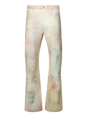LA MASKARADE Cream Tattoo-style Graphic Print Jeans - Neutrals