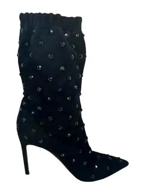 Red Valentino Studded Suede Boots - Black