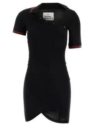 VIVIENNE WESTWOOD Glory Cotton Asymmetric Polo Dress - Black