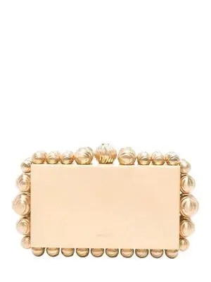 Cult Gaia Bead-embellished Brushed-finish Clutch Bag Gold