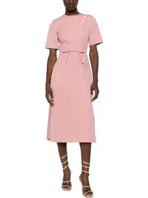 ERDEM Embroidered Pleated Midi Dress