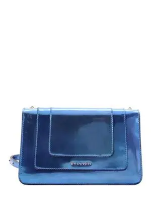 BVLGARI Serpenti Forever Metallic Leather Small Shoulder Bag - Blue
