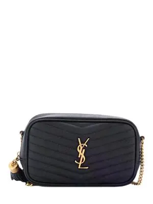 Saint Laurent Lou Camera Bag Matelasse Chevron Leather Mini Crossbody Bag - Black