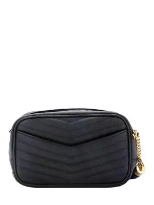 Saint Laurent Matelassé Chevron Leather Mini Camera Bag - Black