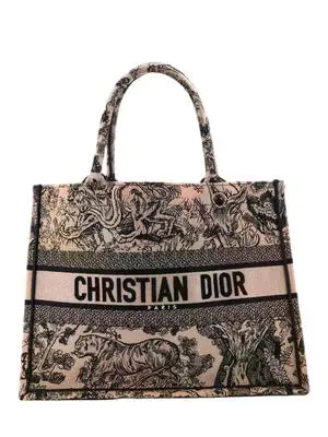 Dior Book Embroidered Canvas Medium Tote Bag Black