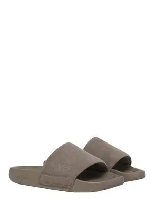 Mcm Ultrasuede Embossed Logo Slides - Grey