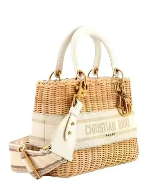 Dior Lady Bag Wicker And Oblique Canvas Medium Tote Bag - Neutrals