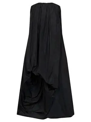 JIL SANDER Gathered-detail Strapless Asymmetric Dress - Black