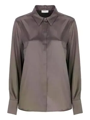 Peserico Long-sleeve Satin Shirt - Brown