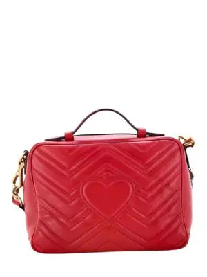 Gucci Gg Marmont Zip Around Camera Bag Matelasse Leather Small Shoulder Bag Red