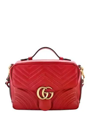 Gucci Matelasse Leather Gg Marmont Camera Bag - Red