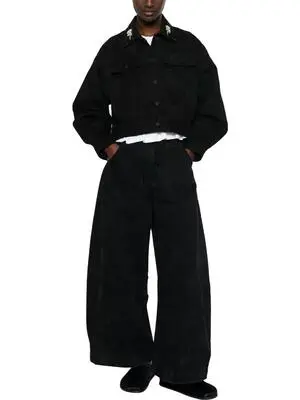 Simone Rocha Wide Leg Floral Jeans - Black