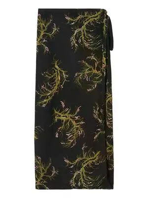 Rodebjer Verona Floral-print Wrap Midi Skirt - Black