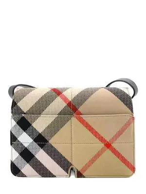 Burberry Burberry Check Jacquard Leather Shoulder Bag Brown