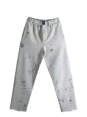 Vetements Scribble-print Raw-edge Track Pants - Grey