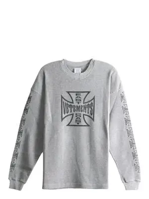 Vetements Big Biker Cross Graphic-print Waffle-knit T-shirt - Grey