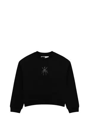 SP5DER Rhinestone-embellished Spider-motif Sweatshirt - Black