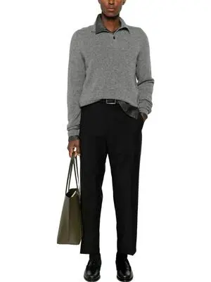 JIL SANDER Long-sleeve Wool Polo Shirt - Grey