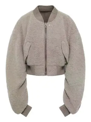 Rick Owens Cropped Alpaca Bomber Jacket - Grey
