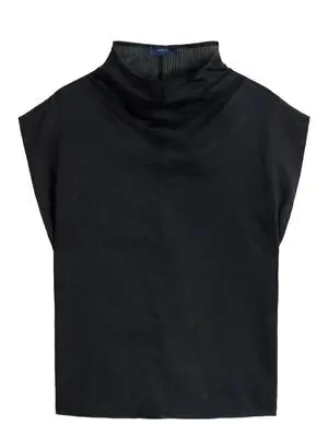 Soeur Sleeveless Funnel Neck Top - Black