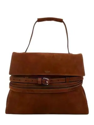 Moschino Buckle-detail Suede Tote Bag Brown