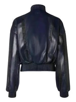 Fendi Navy Perforated Leather Jacket - Blue