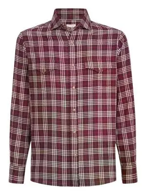 Brunello Cucinelli Cotton And Lyocell Tartan Flannel Western Shirt - Red
