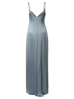 Valentino Garavani Long Dress In Embroidered Cady Satin - Blue