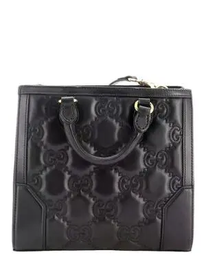 Gucci Gg Top Handle Tote Gg Matelasse Leather Mini Satchel - Black