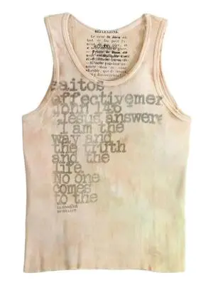 SAITOS Faded Effect Slogan Print Vest - Neutrals