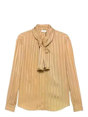 SAINT LAURENT Striped Pussy-bow Blouse