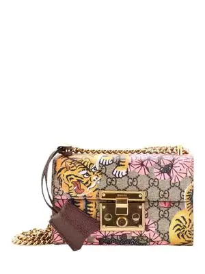 Gucci Padlock Bengal Print Gg Coated Canvas Small Shoulder Bag Brown