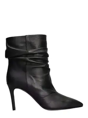 VIA ROMA 15 Ruched Pointed-toe Stiletto Ankle Boots - Black