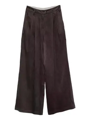ALYSI Pleated Wide-leg Trousers - Brown