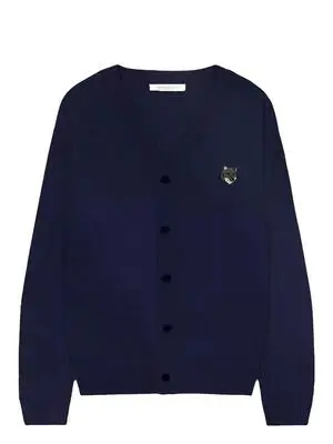 Maison Kitsuné Logo-patch V-neck Cardigan - Blue