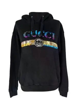 Gucci Sequined Logo Hoodie - Black