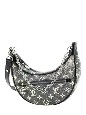 LOUIS VUITTON Loop Handbag Monogram Jacquard Denim Hobo Bag - Black