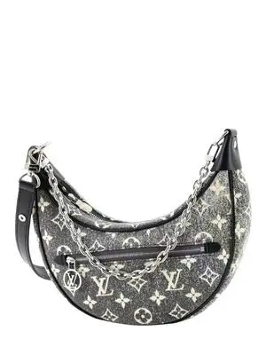 LOUIS VUITTON Louis Vuitton Monogram Jacquard Denim Loop Hobo Bag Black