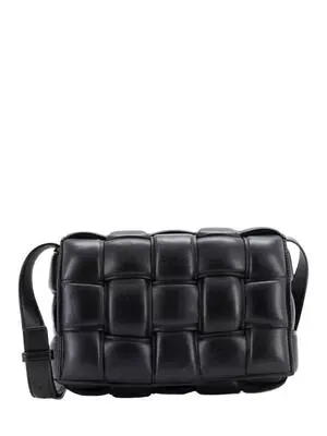 Bottega Veneta Cassette Padded Maxi Intrecciato Leather Crossbody Bag Black