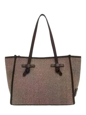 GIANNI CHIARINI Marcella Herringbone-weave Tote Bag Brown