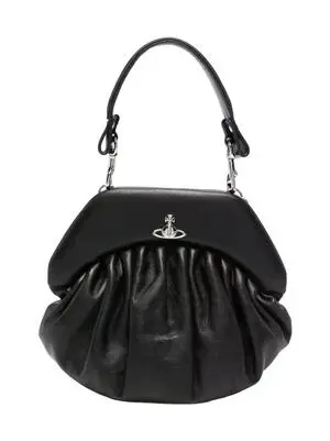 VIVIENNE WESTWOOD Orb Plaque Ruched Tote Bag - Black