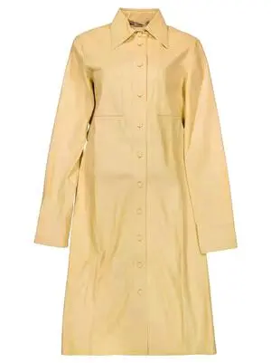 Stella McCartney Stella McCartney Faux-Leather Button-Down Midi Dress Neutrals