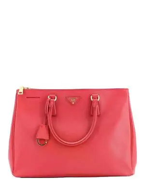 Prada Double Zip Lux Saffiano Leather Large Tote Bag - Red