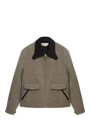 Marni Sculptural Collar Tweed Jacket - Grey