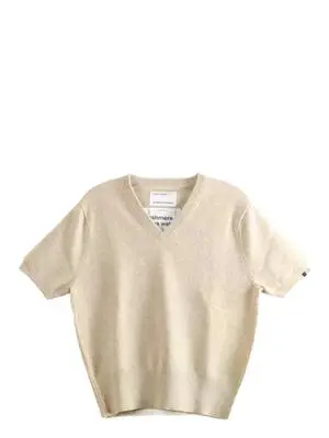 Extreme Cashmere N°490 Martina Short-sleeve V-neck Sweater Neutrals