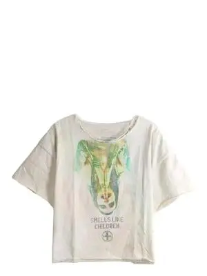 SAITOS Graphic-print Distressed T-shirt - Neutrals