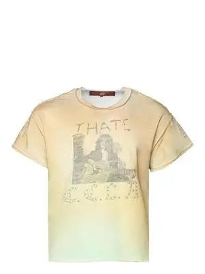 CRAZY CLOWN L.A. Graphic-print Raw-edge T-shirt - Yellow